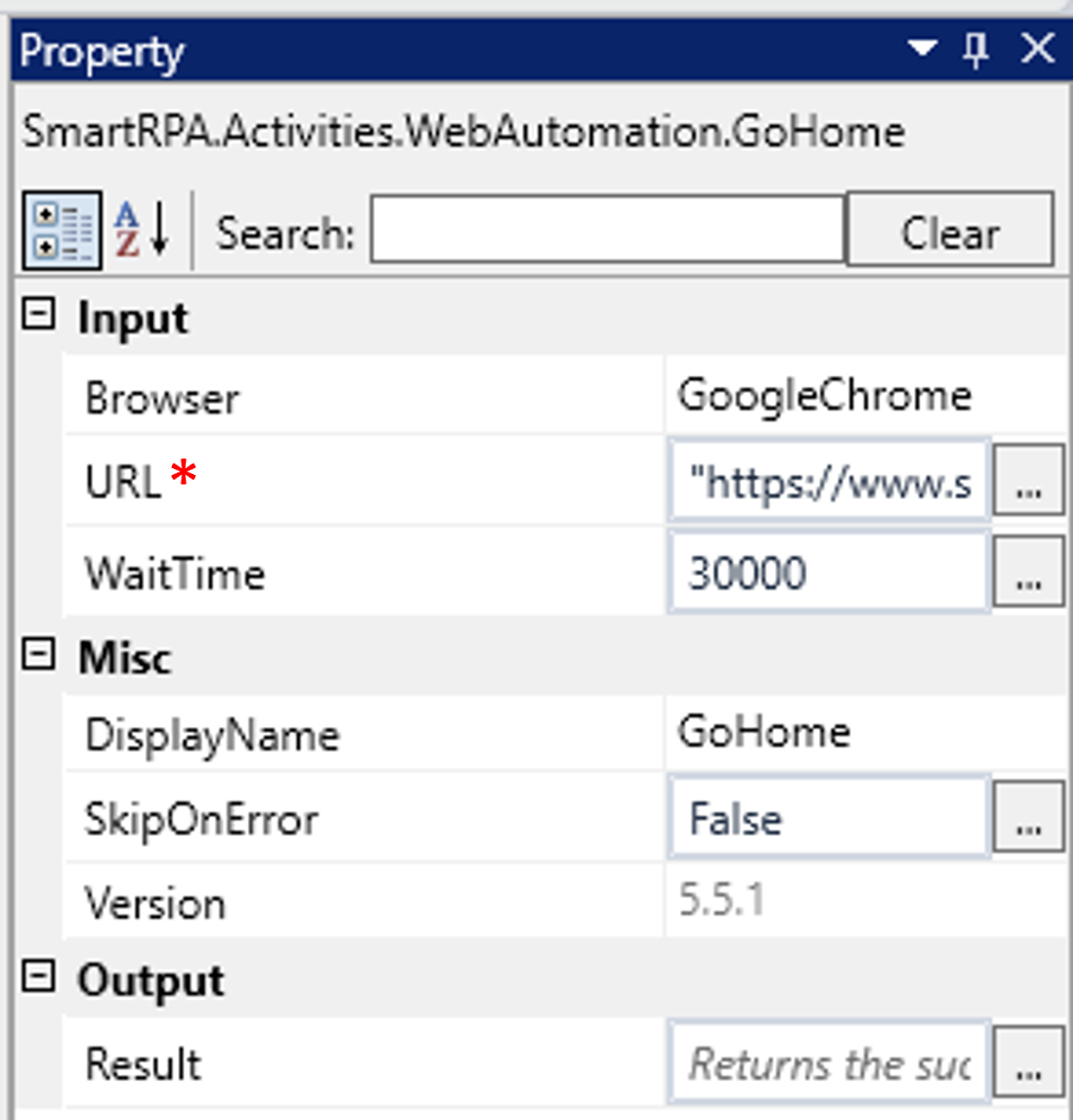 WebAutomation- Go Home Activity | Robility Docs